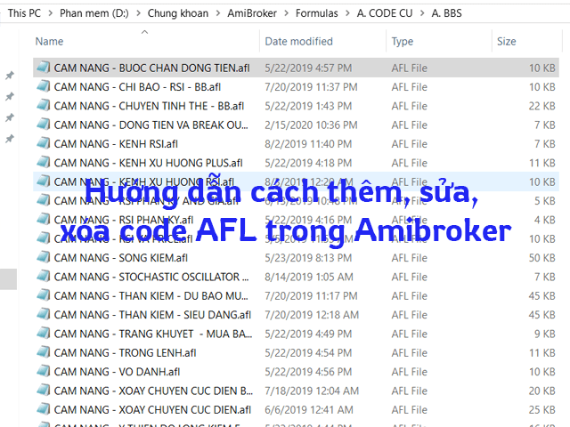 Hướng dẫn cách thêm sửa xóa code AFL trong Amibroker